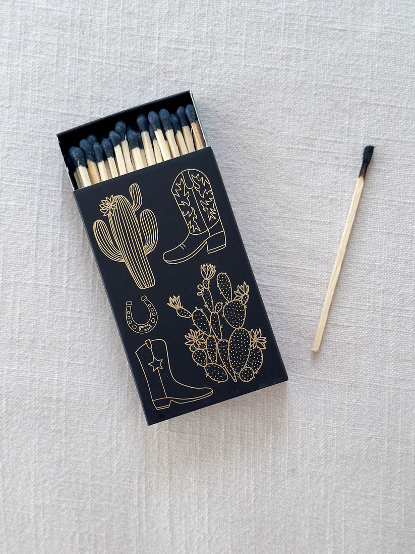 Black Cowboy Boot & Cactus Matches – Stable Style