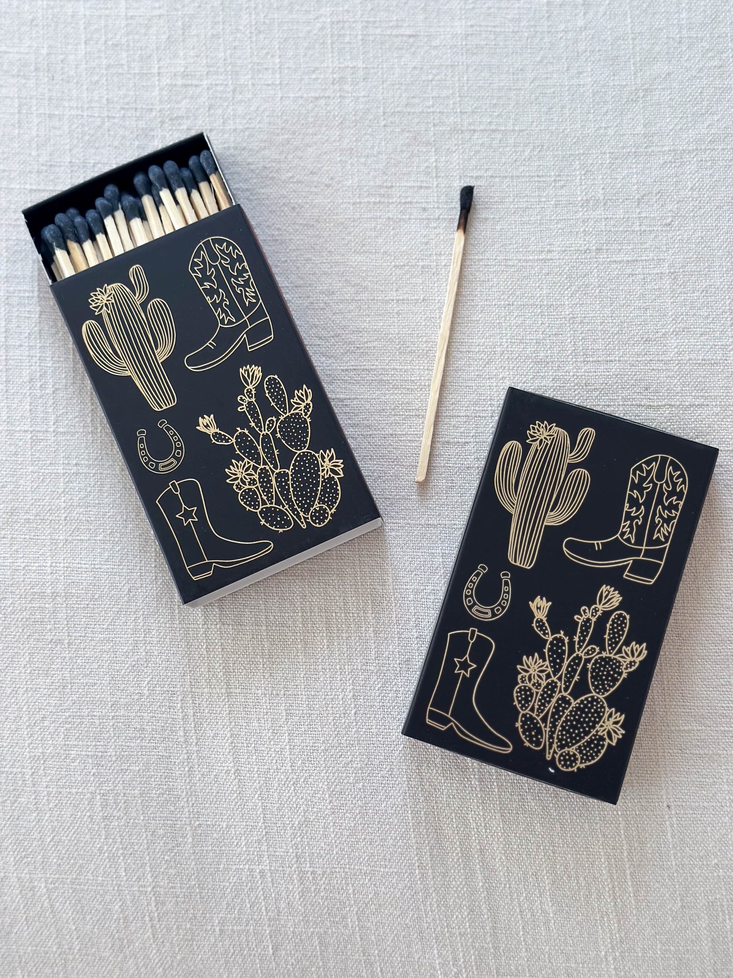 Black Cowboy Boot & Cactus Matches – Stable Style